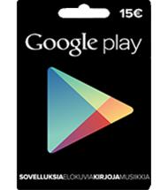 Google Play lahjakortti 15 euroa, hinta 16